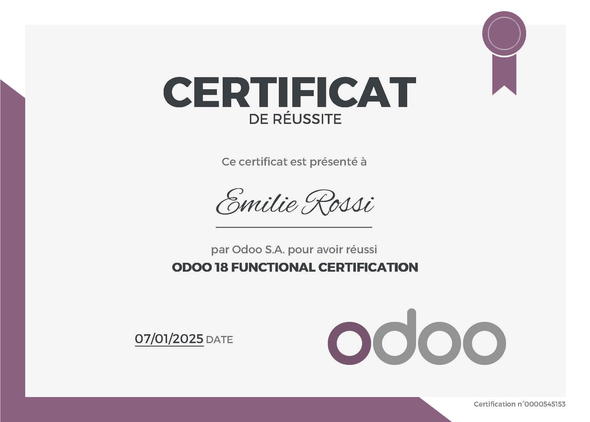 Certification V18 Odoo - OFFICE Gestion & Conseil